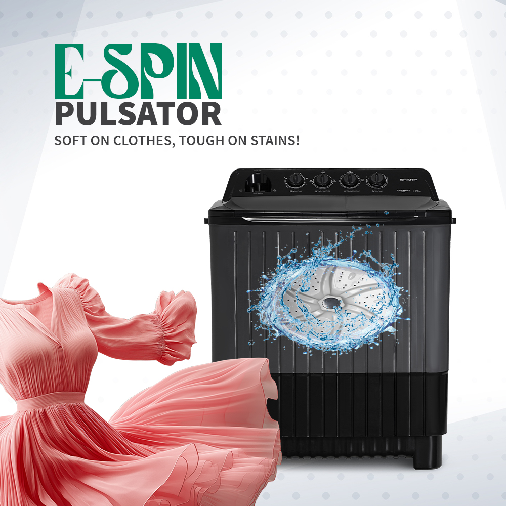SHARP 7.5 kg 5 Star E-Spin Pulsator Semi-Automatic Top Loading Washing ...